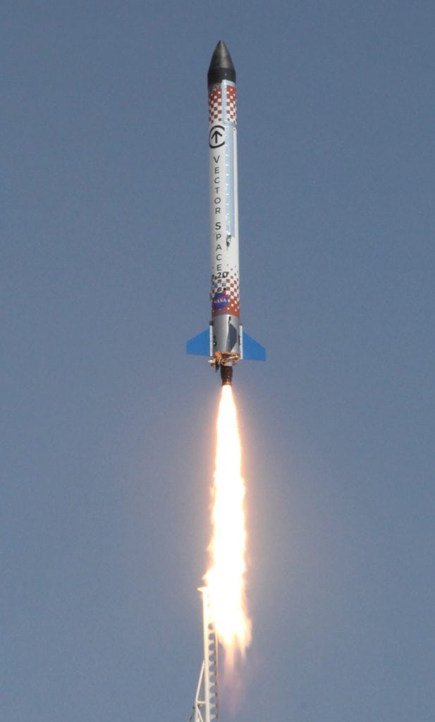 Vector Space Systems Launch Rocket Launch, Wireframe Polygonal Style.